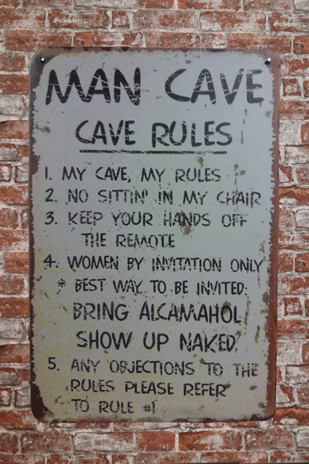 Mancave Cave Rules - Metalen borden - Cave & Garden