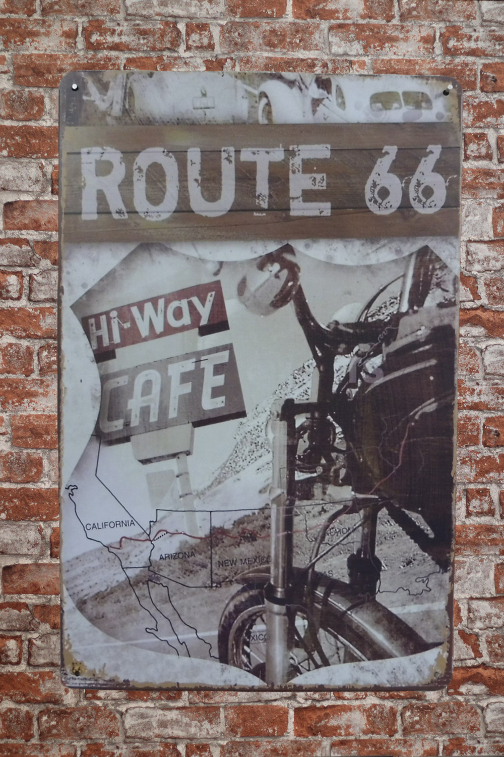 Hi-Way Cafe Route 66 - Metalen borden - Cave & Garden